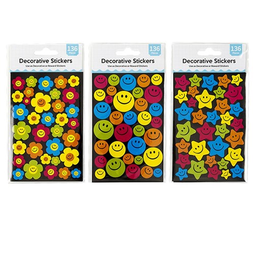 Stickers Decorative Smiley Face 136pc 3 Asstd Designs – Discount Dollar